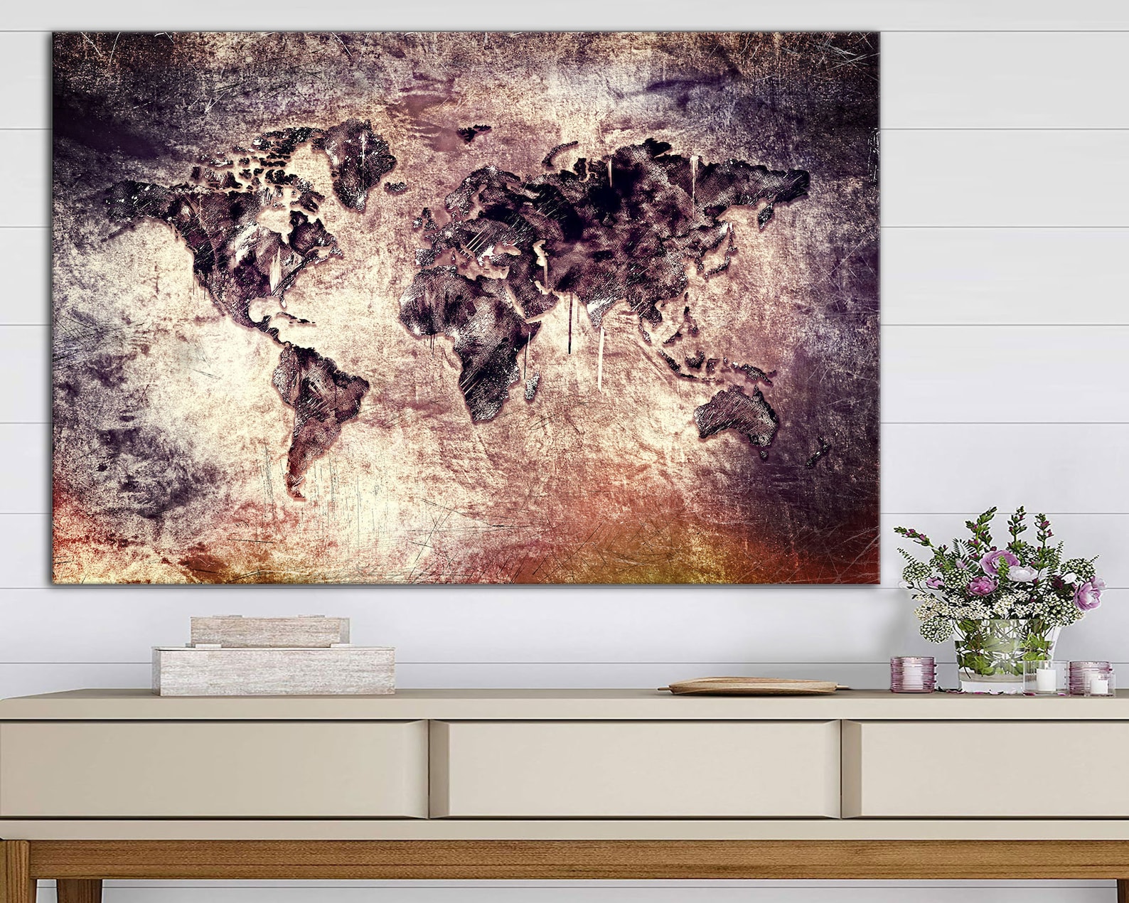 Abstract World Map Canvas Print, Home Decor Wall Art - Etsy