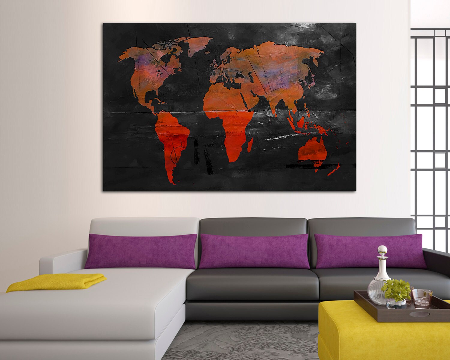 World Map Canvas Print World Map Canvas World Map Large | Etsy