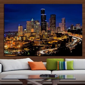 Seattle City Skyline Canvas Print, Ready to Hang, Wall Decor & Interior ...