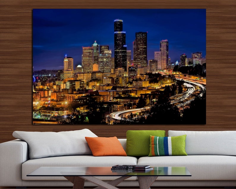 Seattle City skyline Canvas Print Ready to hang wall decor & | Etsy