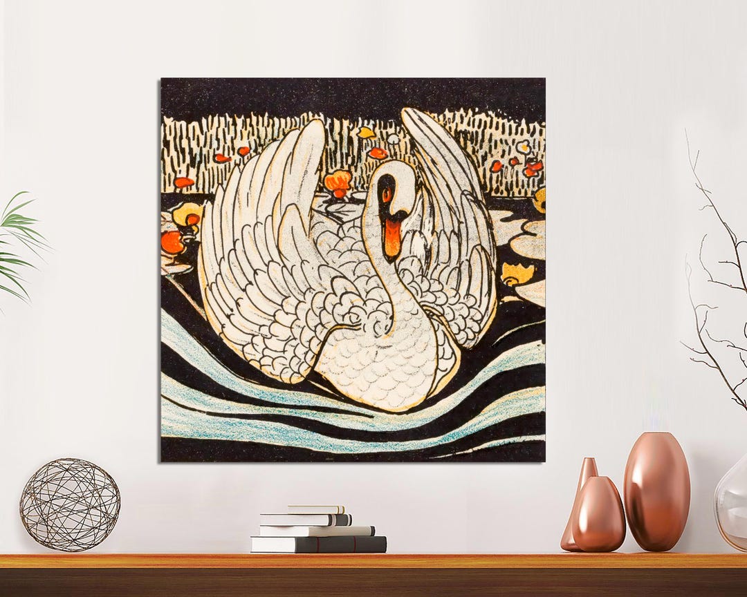 Art Nouveau Swans Art Print, Walter Crane Design, Vintage Bird Wall Art ...
