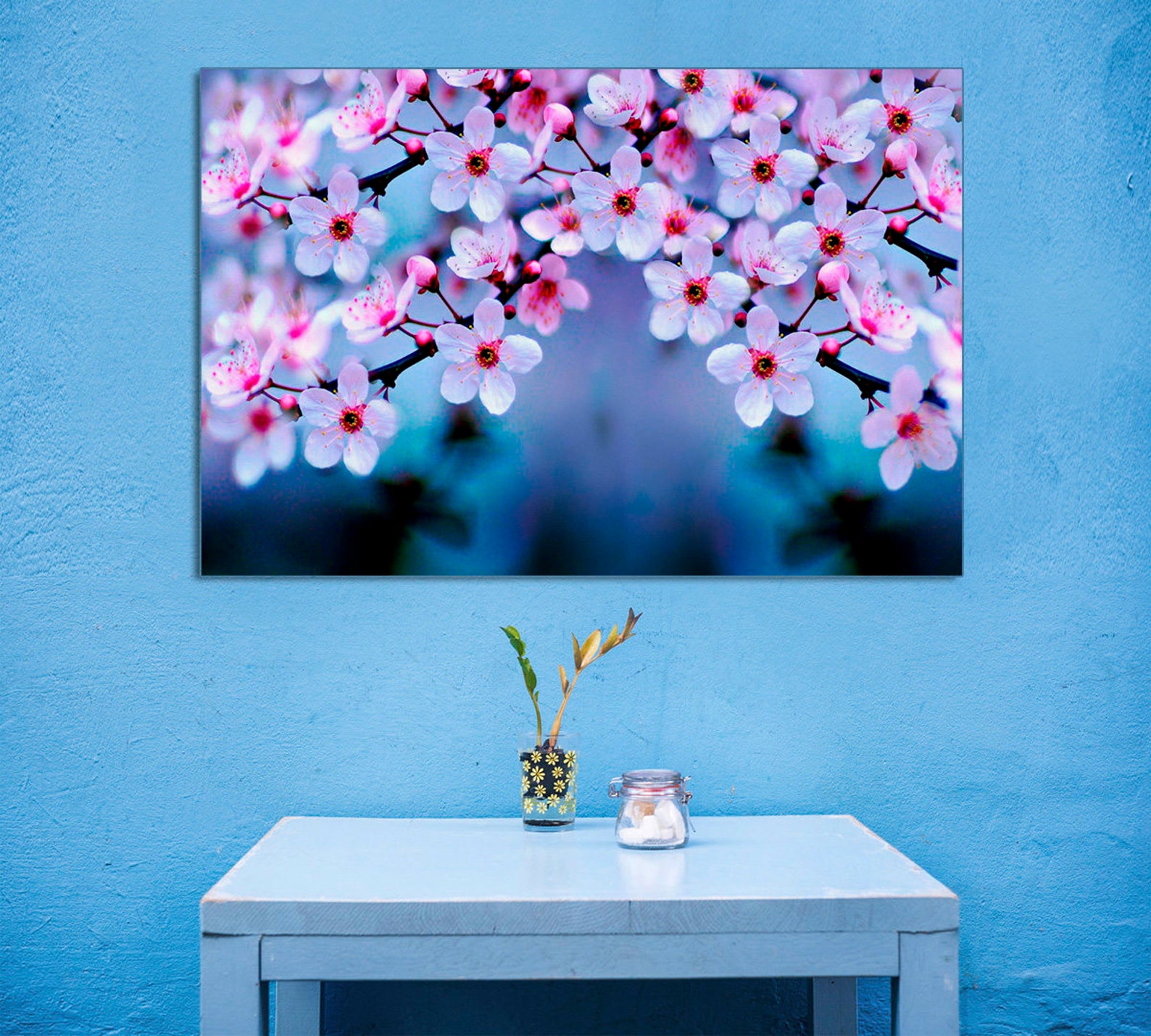 Pink Flowers Blooming Tree at Spring Canvas Print Home - Etsy