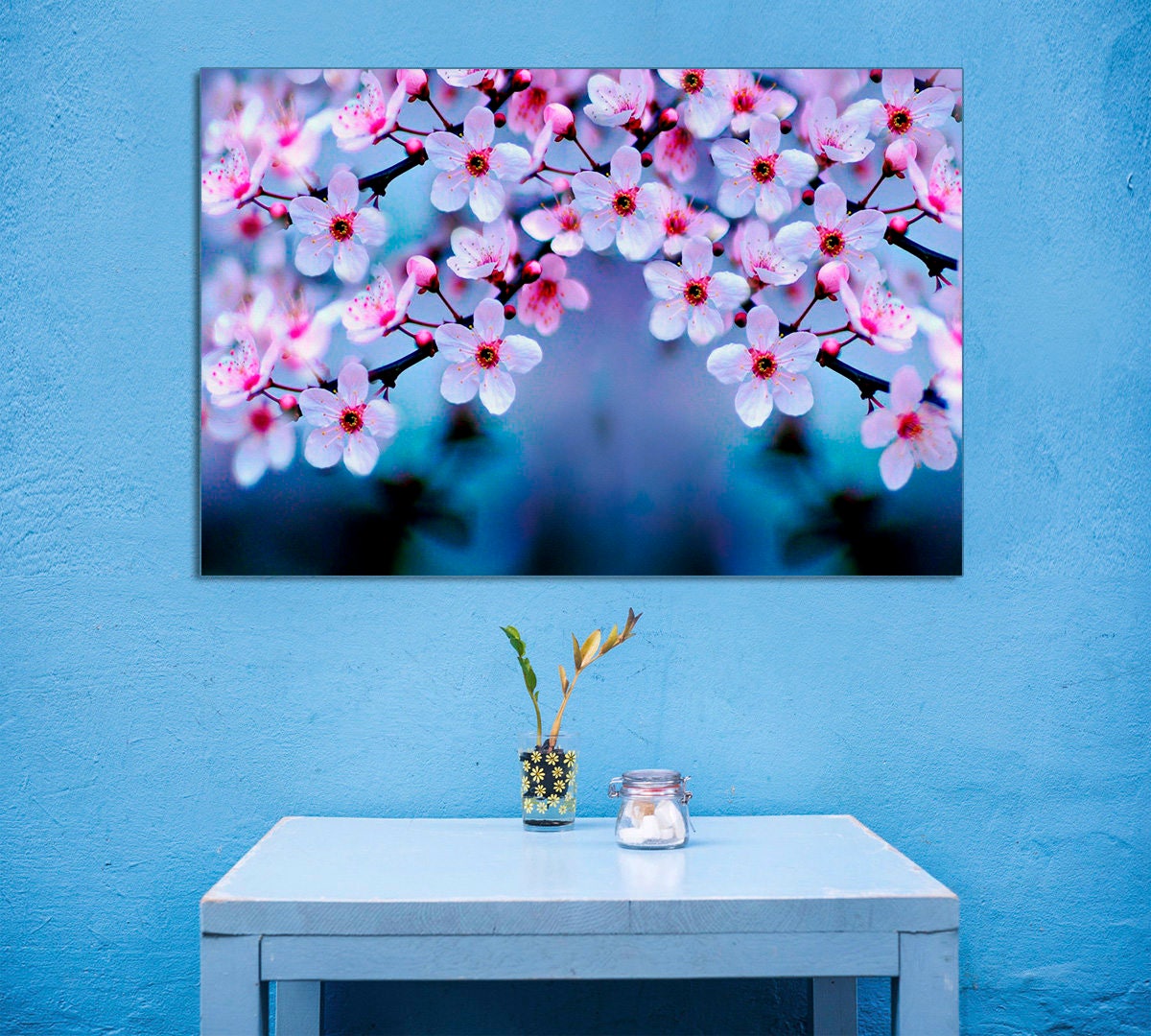 Pink Flowers Blooming Tree at Spring Canvas Print Home - Etsy