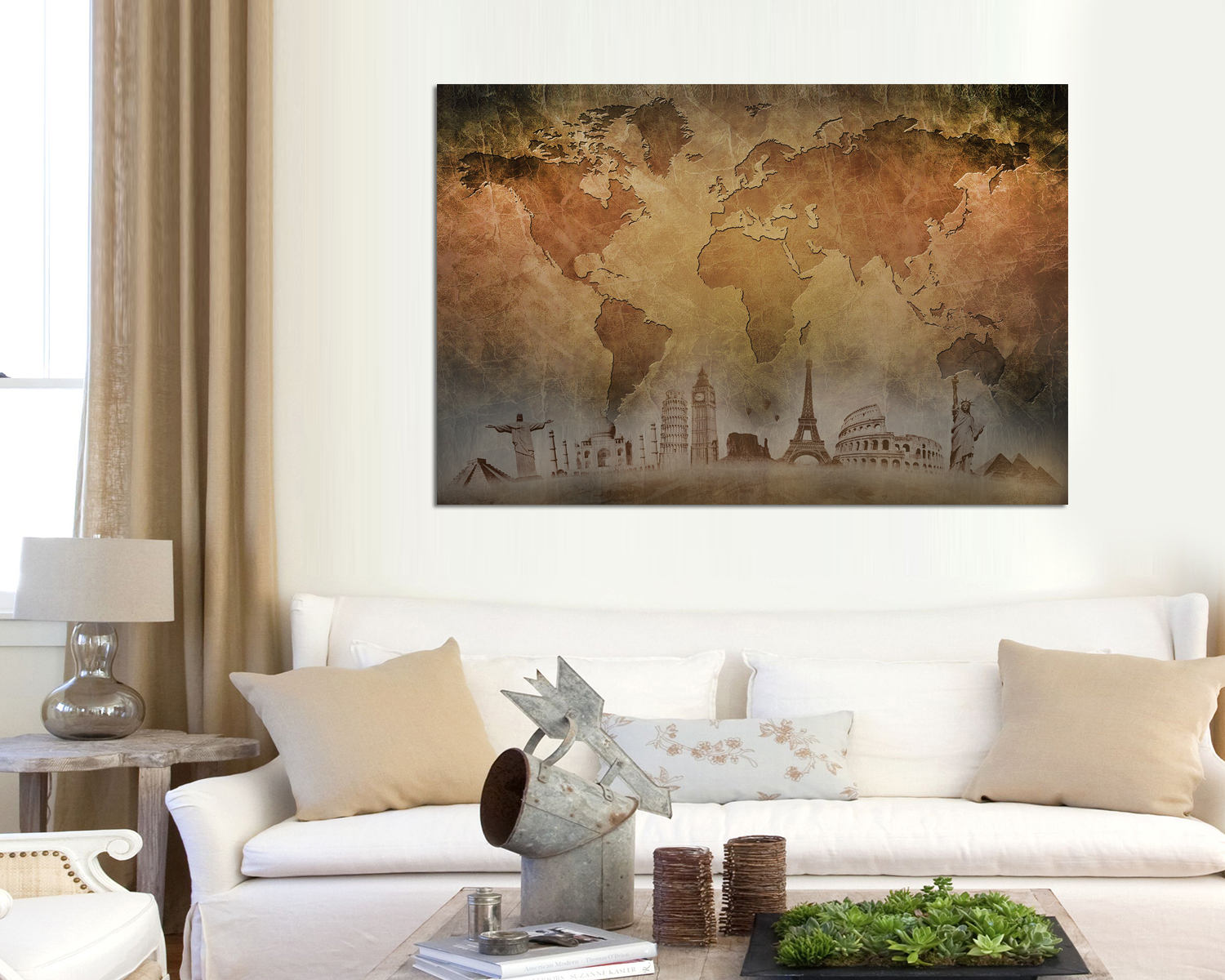 World Map Canvas Print, World Map Canvas, World Map Large Canvas ...