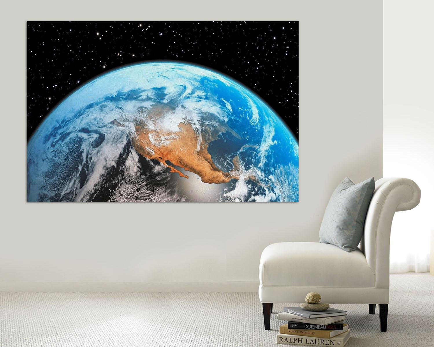 Planet Earth Canvas Print, Large World Wall Art, Home Decor - Etsy
