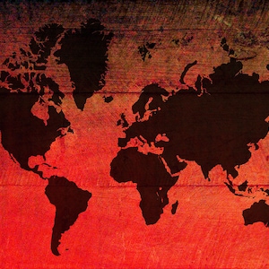 Red and Black World Map Canvas Print, Large Wall Art - Etsy