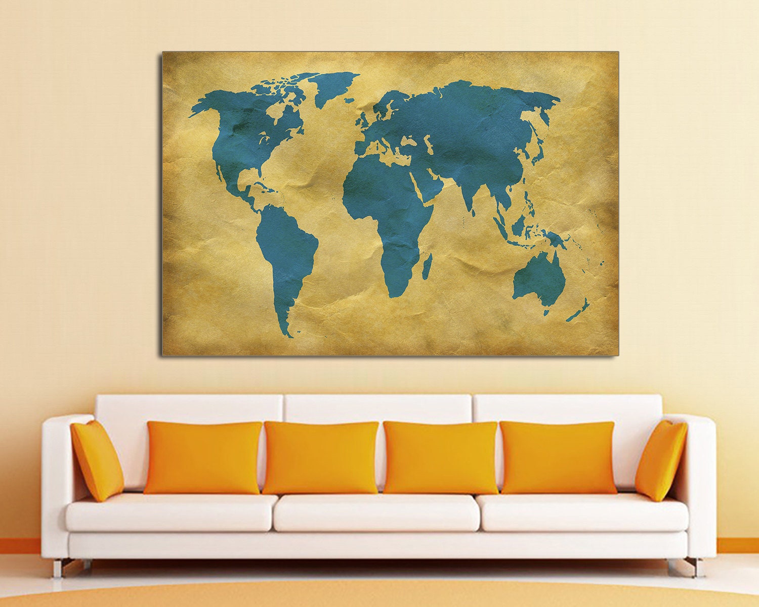 World Map Canvas Print World Map Canvas World Map Large | Etsy