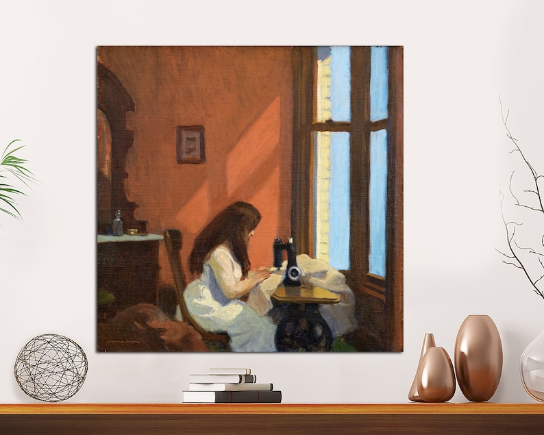 Edward Hopper Girl at Sewing Machine Canvas Print, Ready to Hang - Etsy