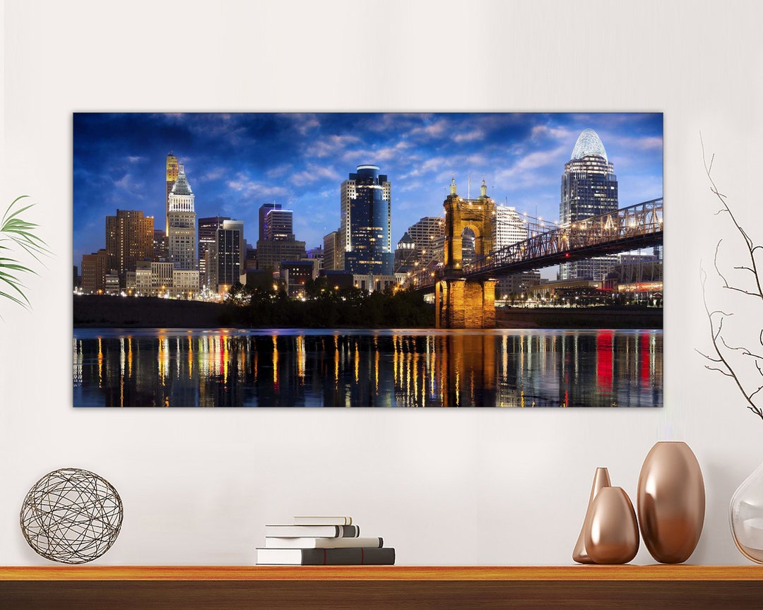 Cincinnati Skyline Canvas Print, Ohio Cityscape Wall Art, Ready to Hang ...