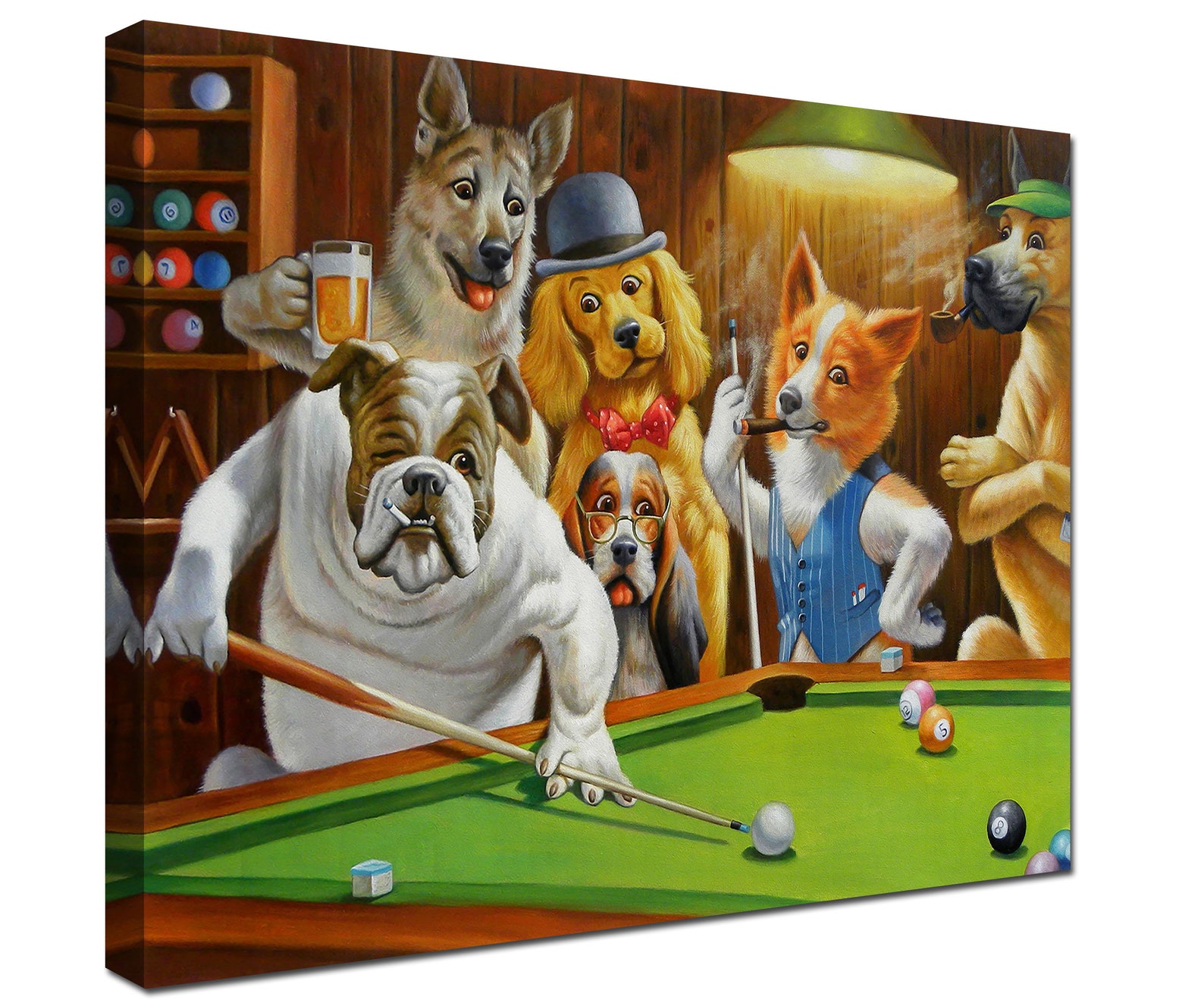 Dogs Playing Pool Billiards Oil Painting Pictures Printed on - Etsy