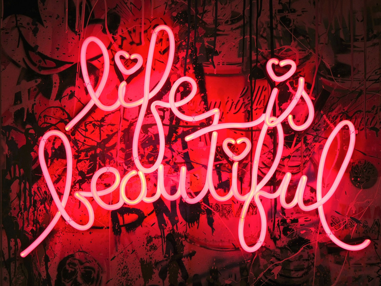 Life is Beautiful Neon Lights Canvas Wall Art Print - Etsy