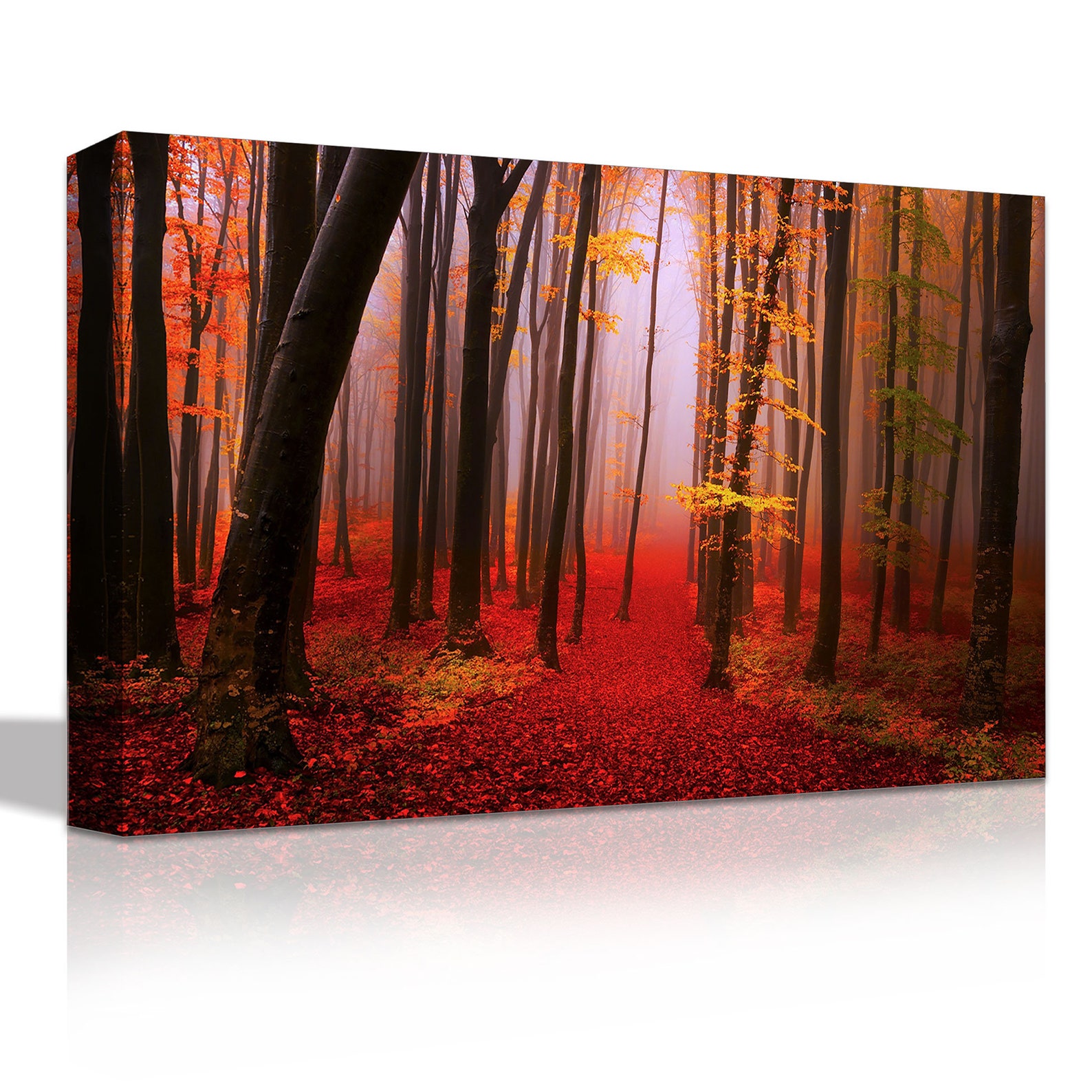 Red Fall Forest Canvas Art Autumn Wall Decor Autumn Canvas | Etsy