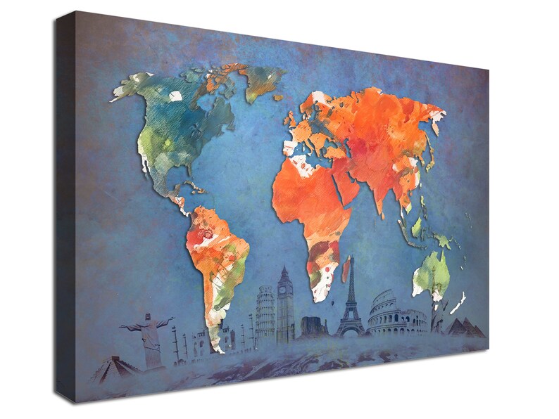 World Map Canvas Print World Map Canvas World Map Large - Etsy