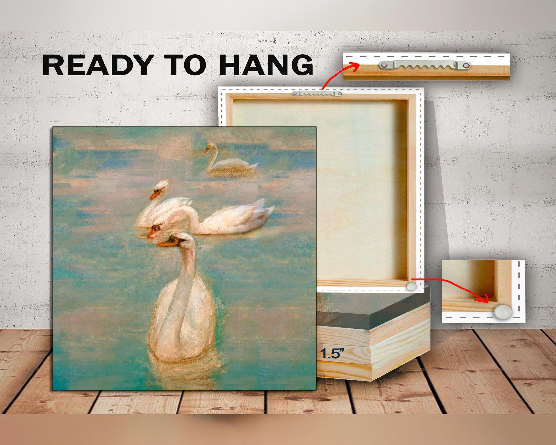 Vintage Swan Canvas Art Print, Ready to Hang - Etsy