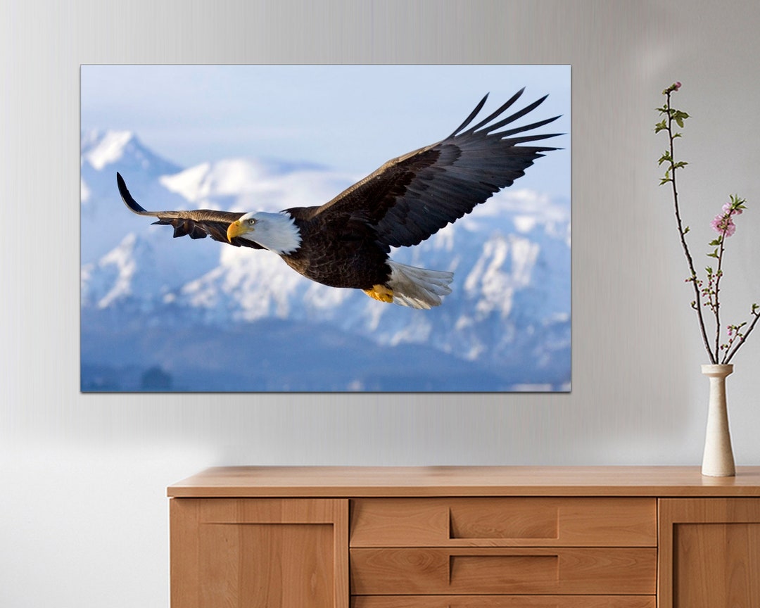 Eagle in a Mountain Clouds Canvas Wall Art Print, Eagle Canvas Print ...