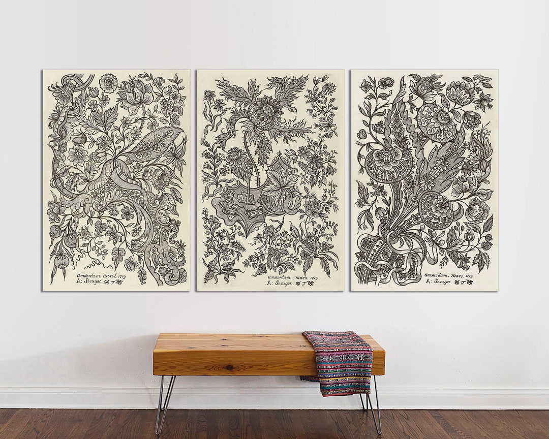Alexander Senegat Textile Canvas Print Set of 3 Vintage Textile Designs ...