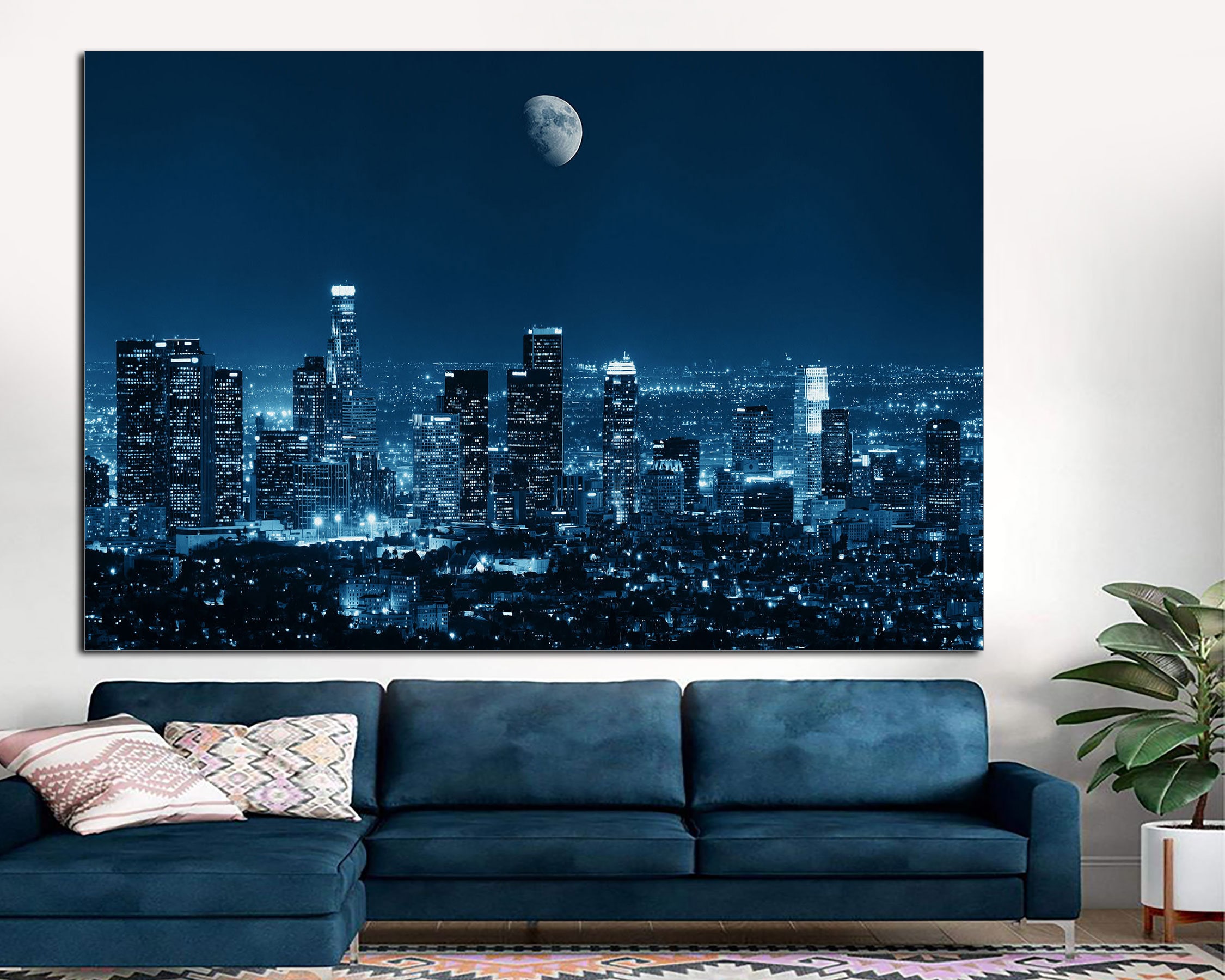 Downtown LA Los Angeles City Skyline Canvas Print Ready to - Etsy
