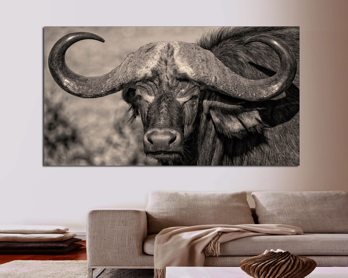 Bull Large Canvas Art Bull Art Decor Wall Art Print Black and - Etsy UK