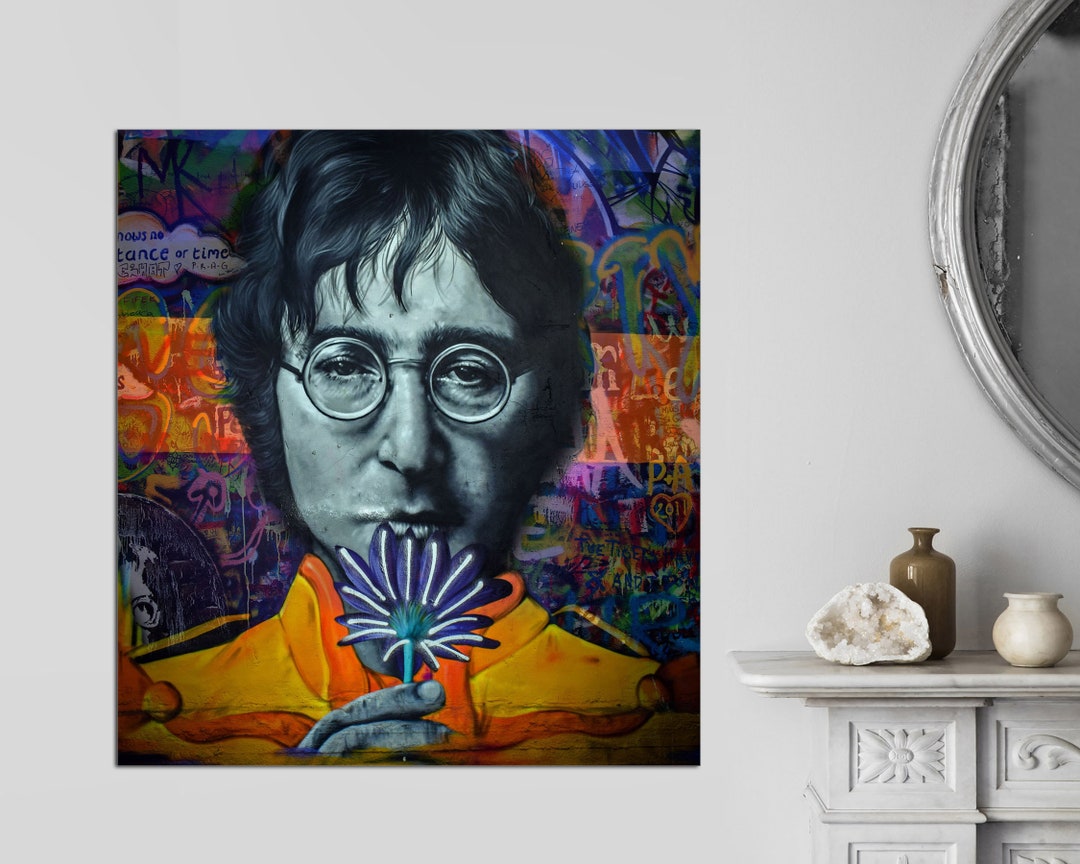 A Mural of John Lennon, Canvas Wall Street Art Print, Street Art ...