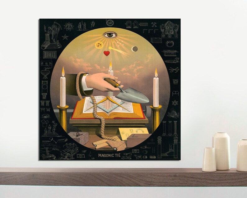 Vintage Masonic Art Canvas Print – Freemason Symbolism, Ready to Hang ...