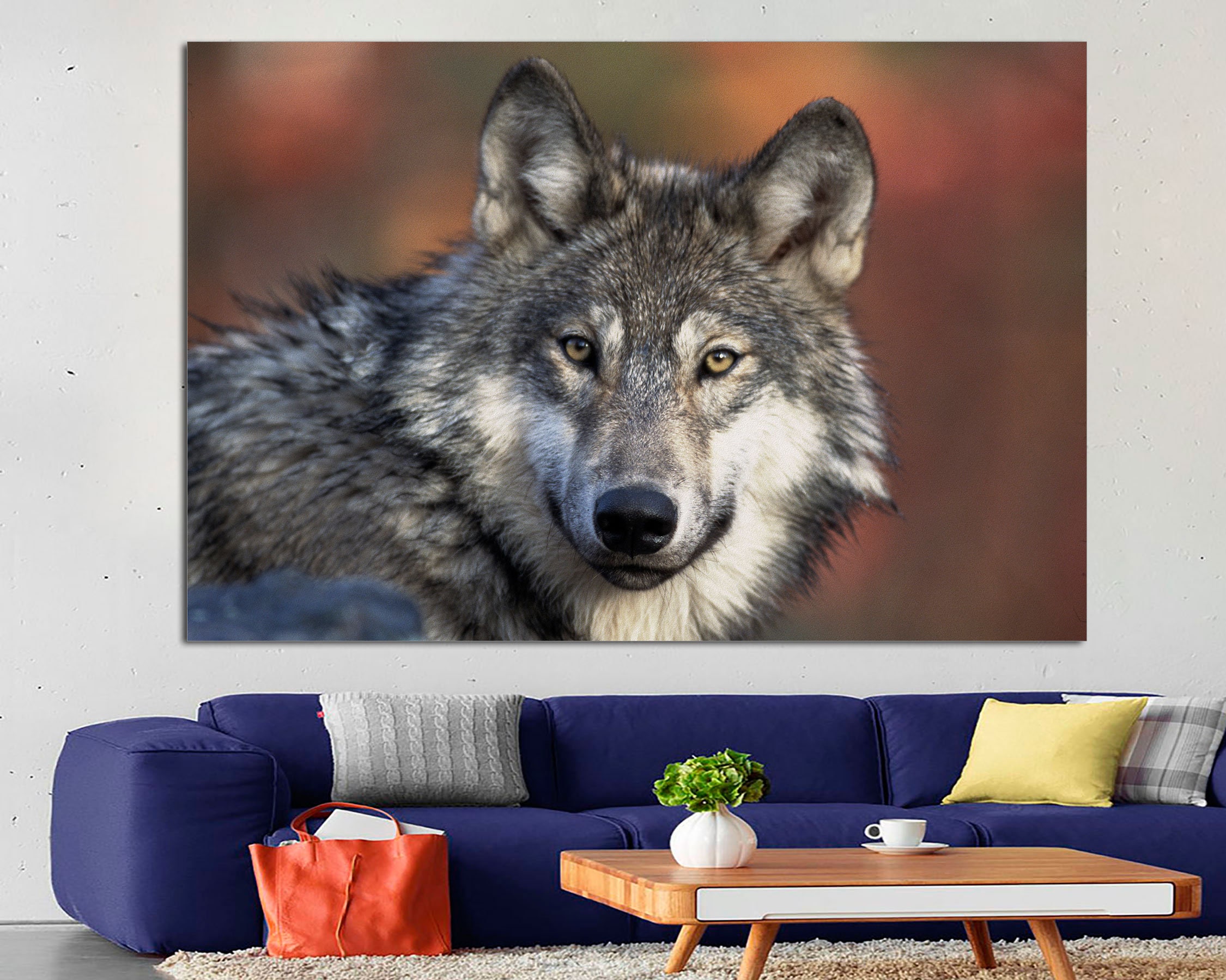 Grey wolf Canvas print wolf wall art Canvas Print. wall | Etsy