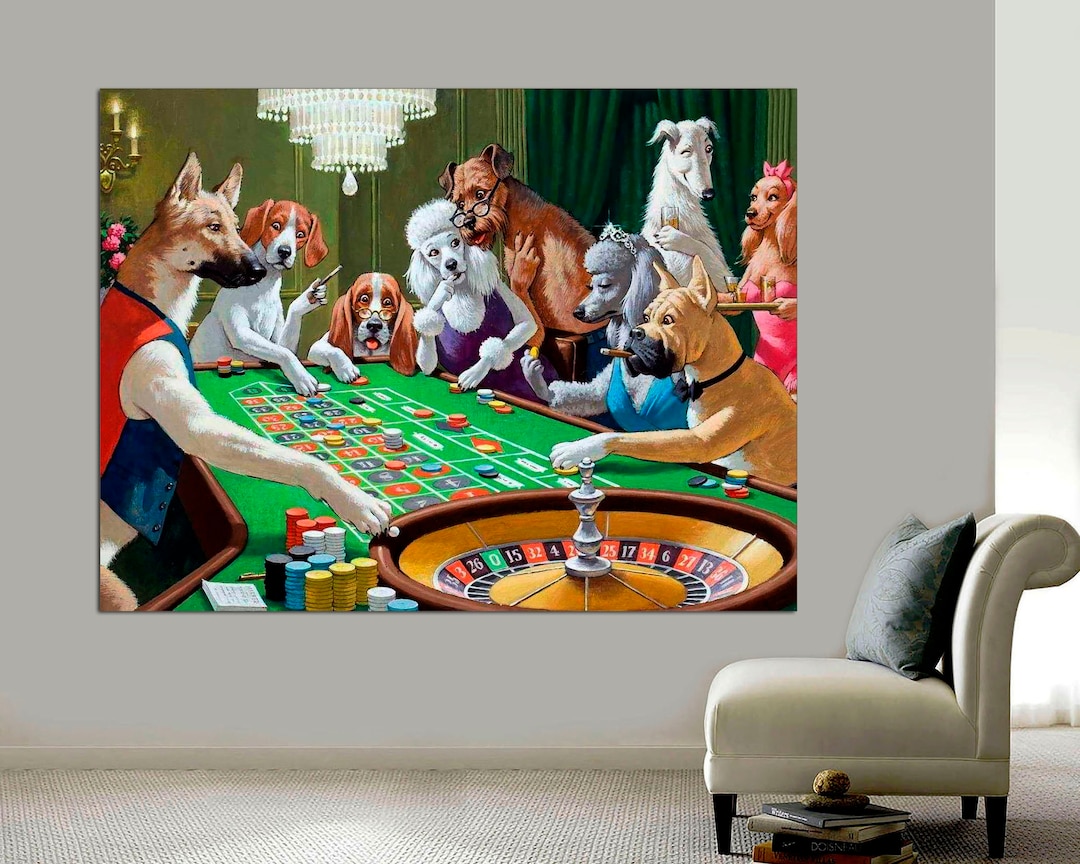 Dogs Playing Roulette by Arthur Sarnoff Poster Print,dog Lover Gift ...