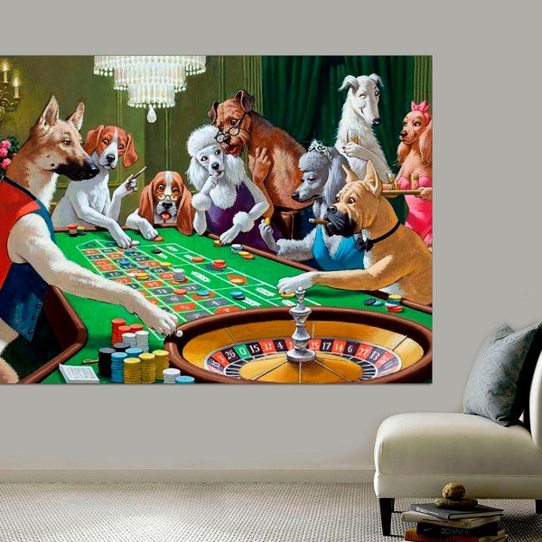 Dogs Gambling Print - Etsy
