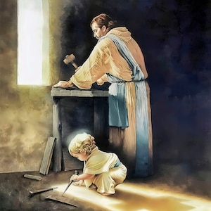 Destiny Young Baby Jesus as a Child Works in Josephs Carpenter Shop ...