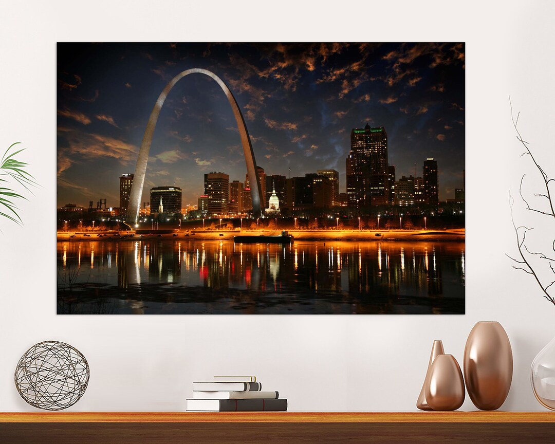 St. Louis Skyline Canvas Print, Gateway Arch Twilight Cityscape Art - Etsy