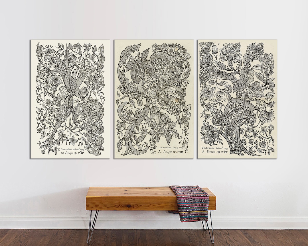 Alexander Senegat Textile Canvas Print Set of 3- Vintage Textile ...