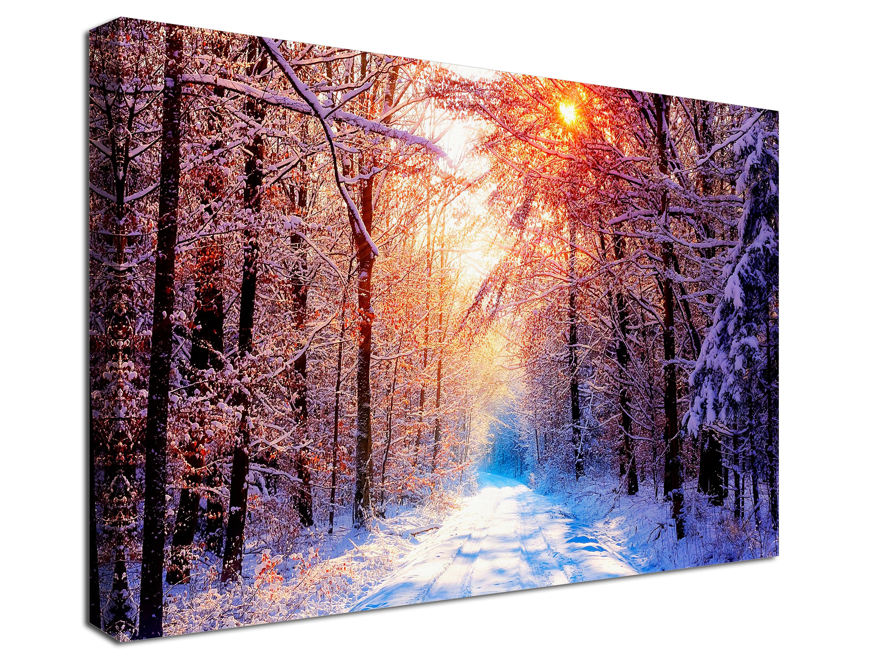Winter Sunset Forest Canvas Print, Snow Scene Wall Art - Etsy