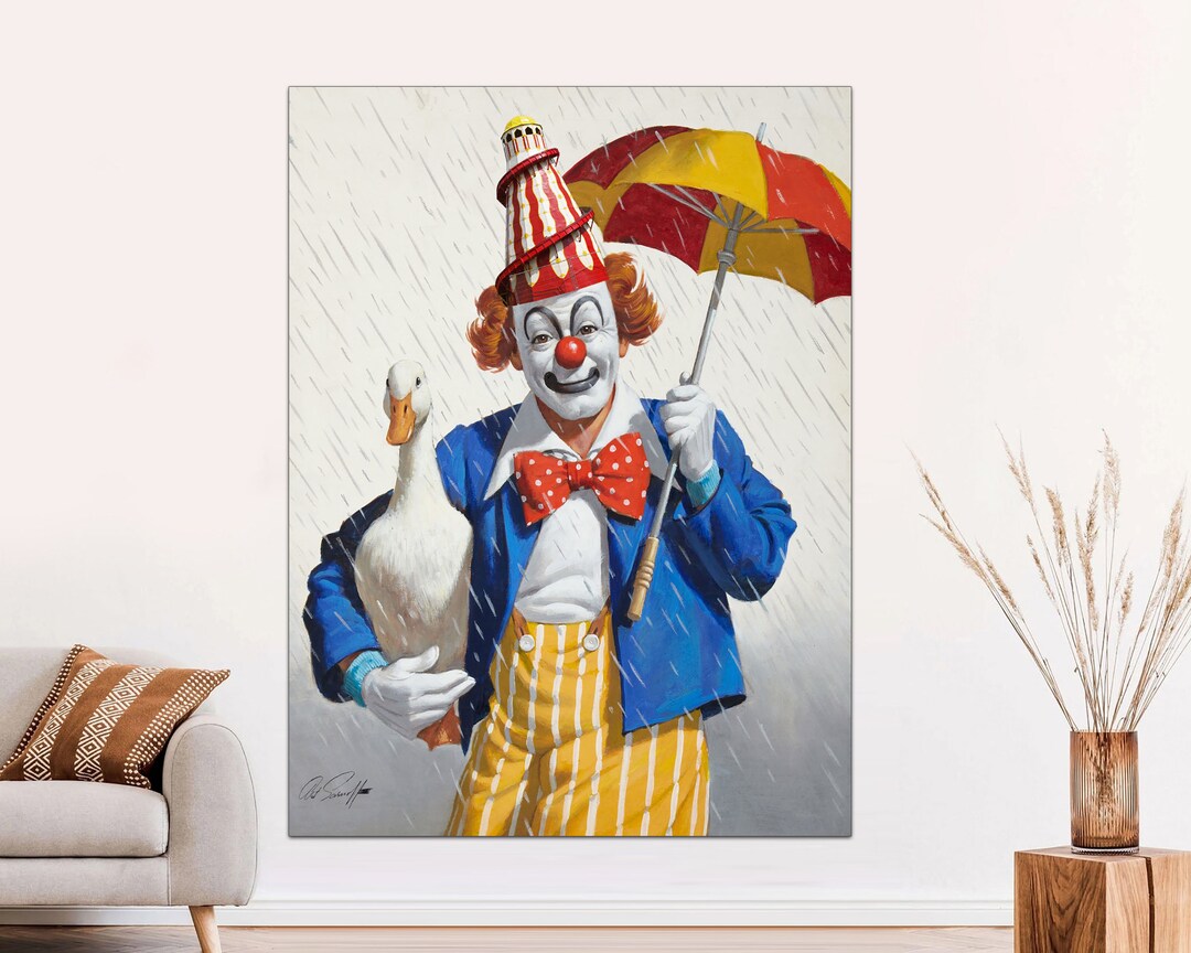 Arthur Sarnoff, Clown With a Duck in the Rain, Clown Art, Clown Classic ...