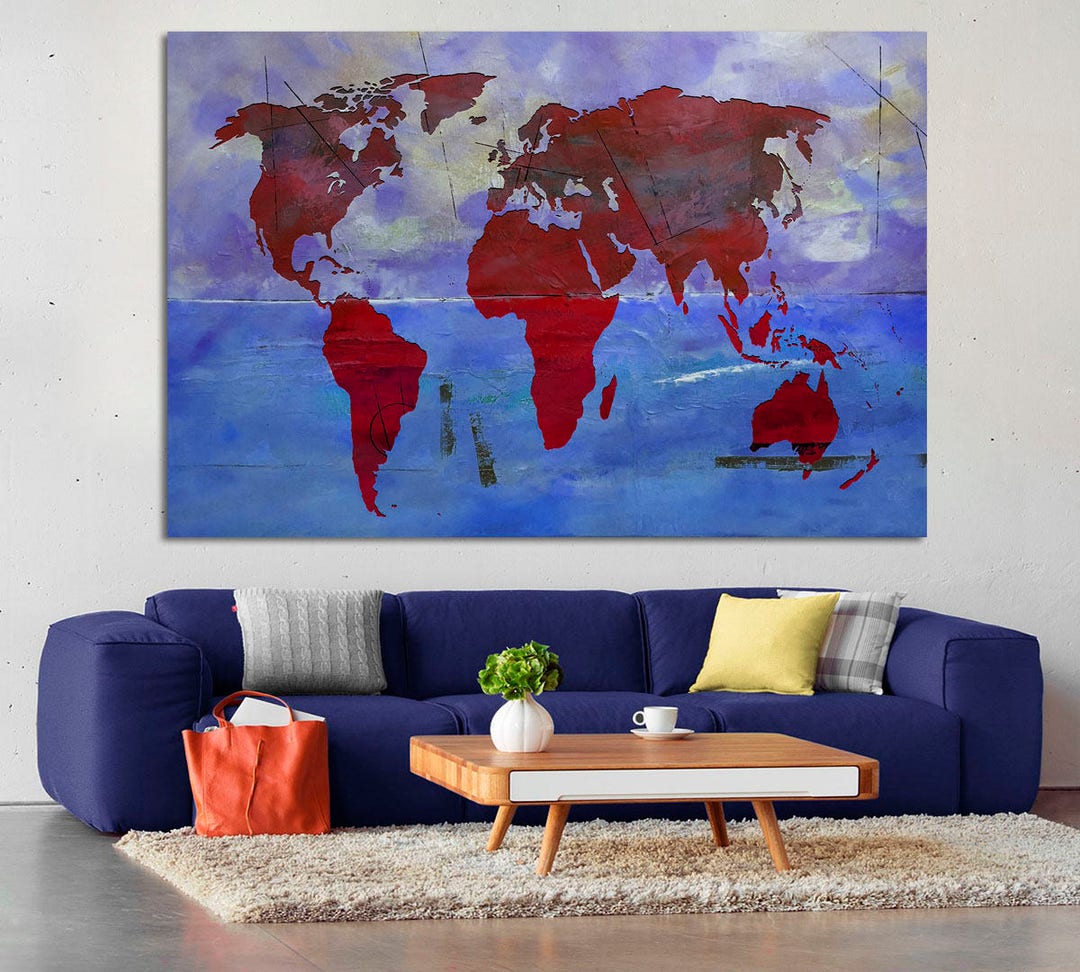 World Map Canvas Print, World Map Canvas, World Map Large Canvas ...