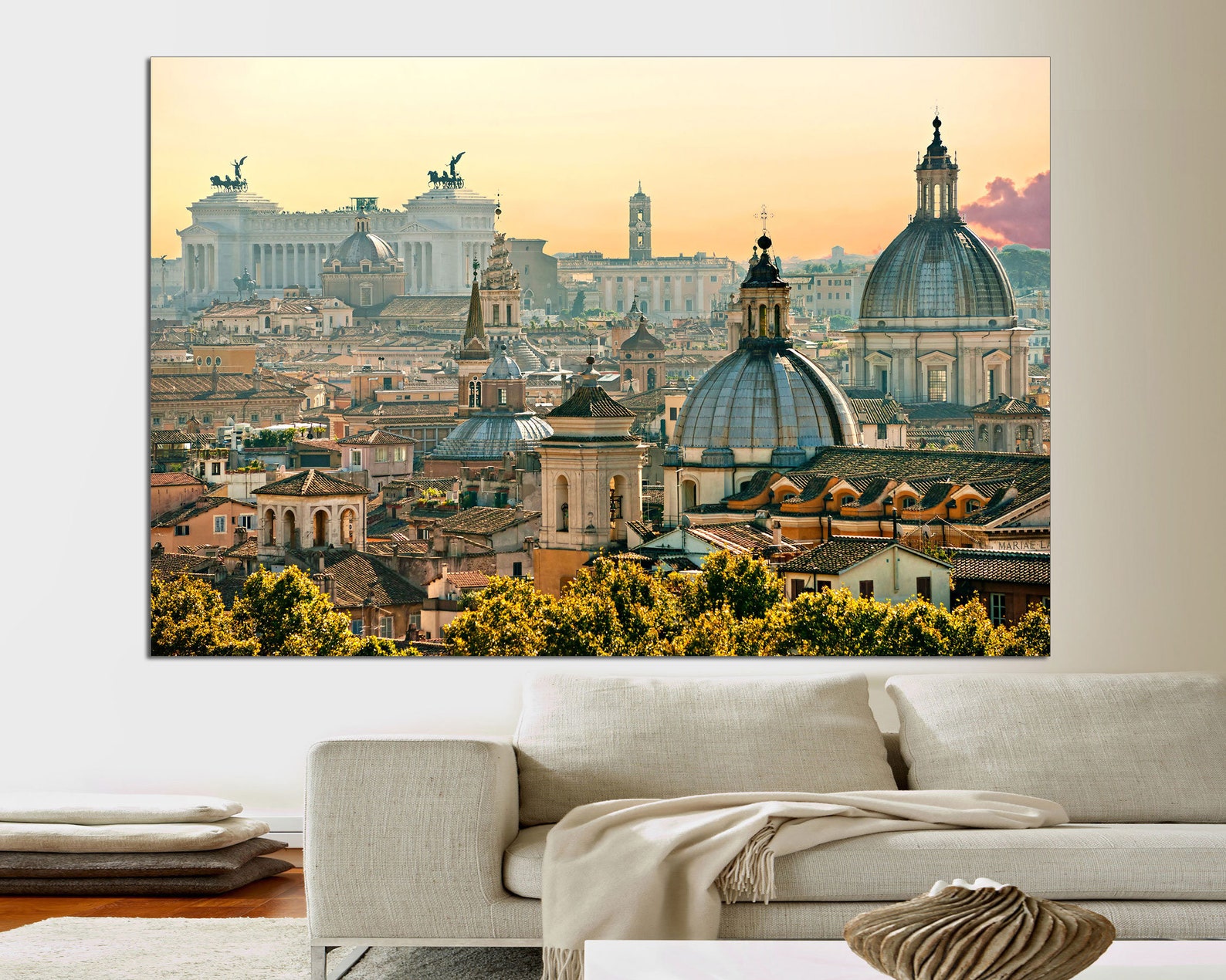 Rome Cityscape Canvas Print, Italian City Skyline Wall Art - Etsy