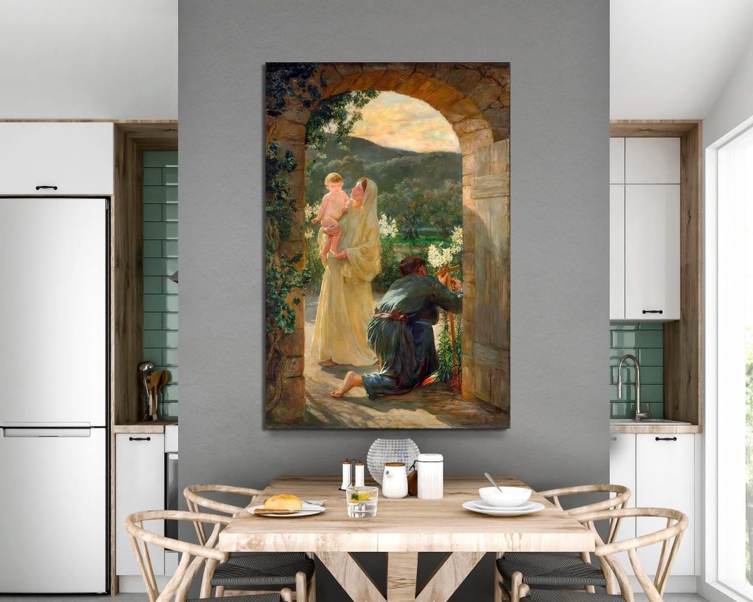 Catholic Art Print the Holy Family by Their Home Catholic Canvas Wall ...