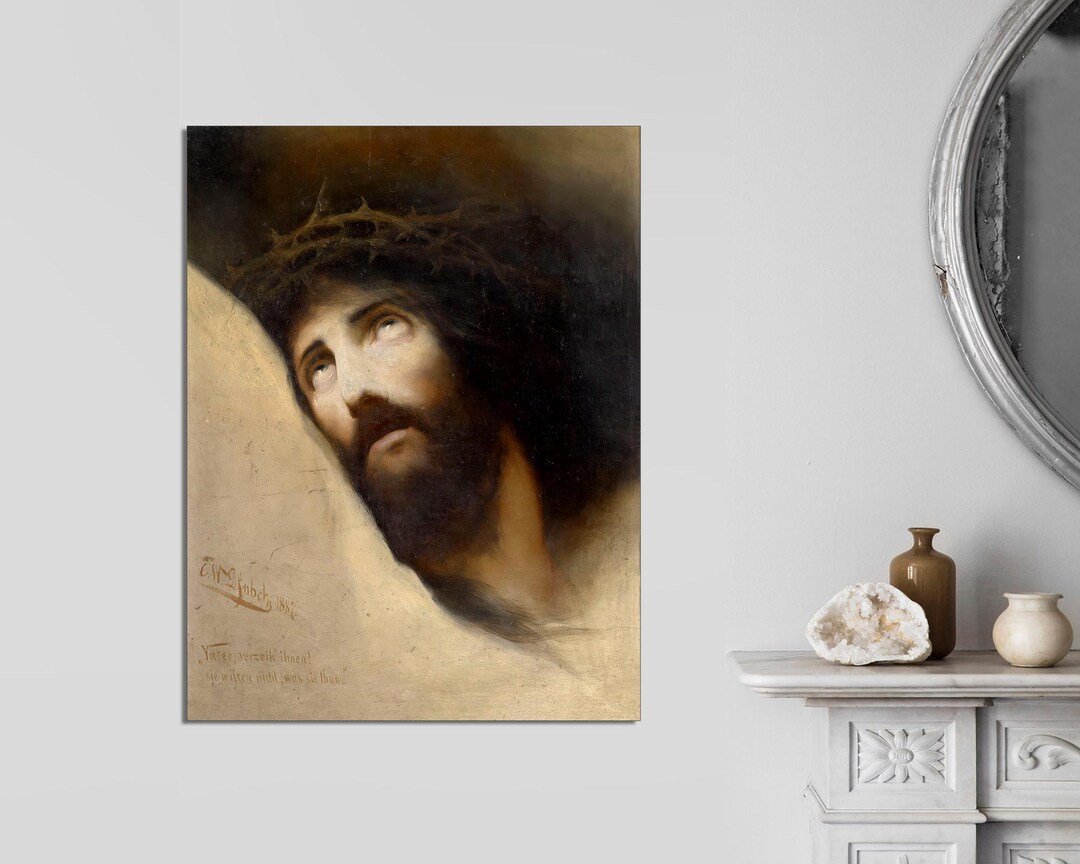 Jesus With Crown of Thorns, Christian Canvas Art, Ready to Hang - Etsy