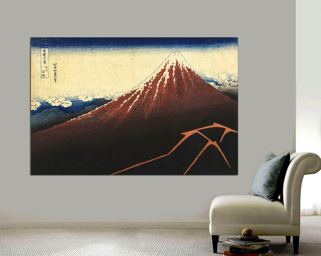 Hokusai Mount Fuji Canvas Print – Japanese Art, Storm Lightning - Etsy