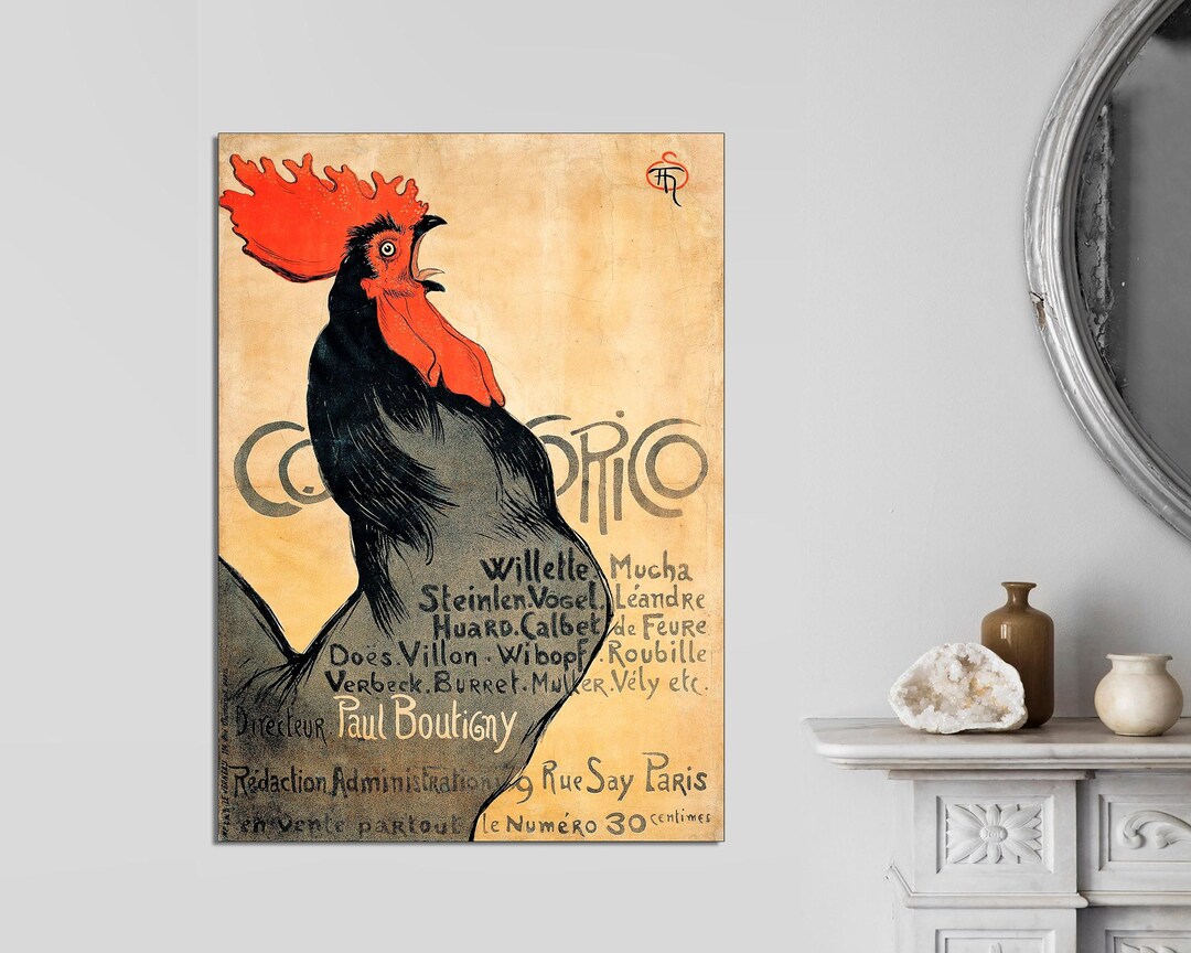 French Vintage Canvas, Cocorico Poster, 1896 - Art Nouveau Poster, Art ...
