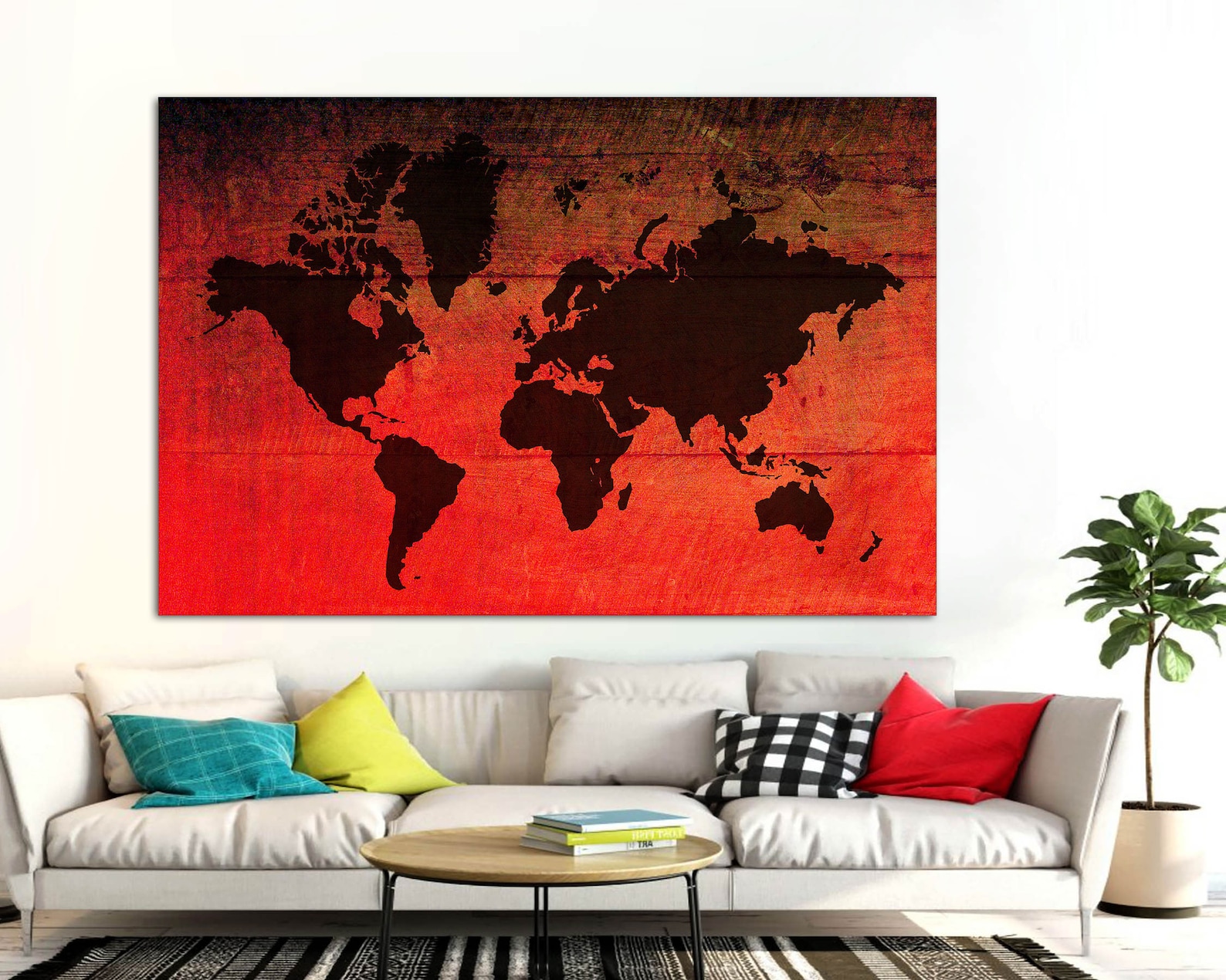 Red and Black World Map Canvas Print World Map Canvas World | Etsy