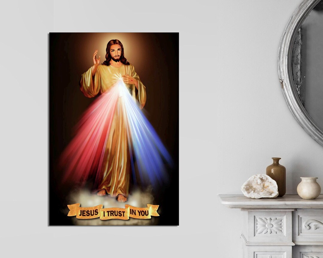 Divine Mercy Jesus Print, Catholic Canvas Painting, Ready to Hang - Etsy