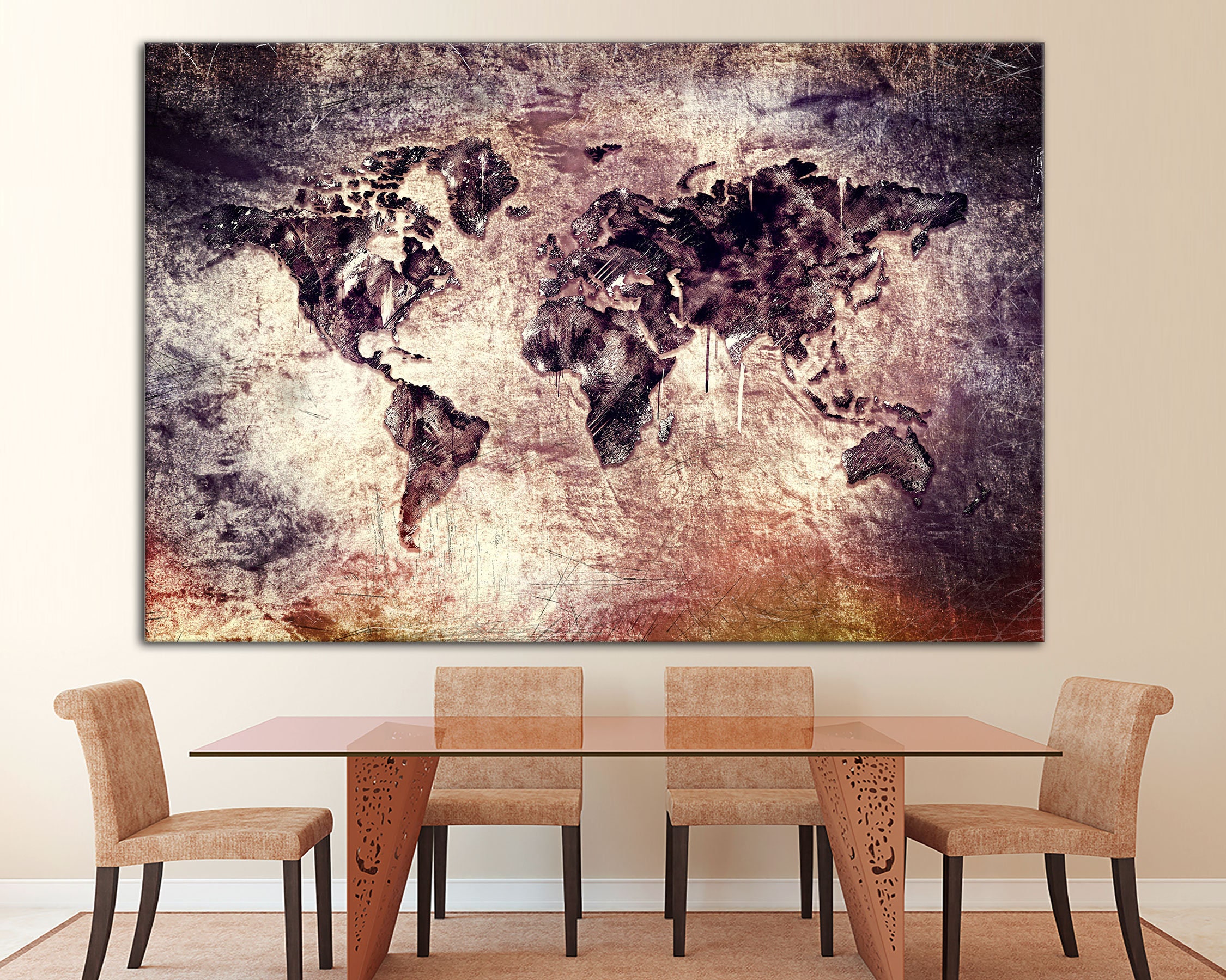 World Map Canvas Print World Map Canvas World Map Large | Etsy