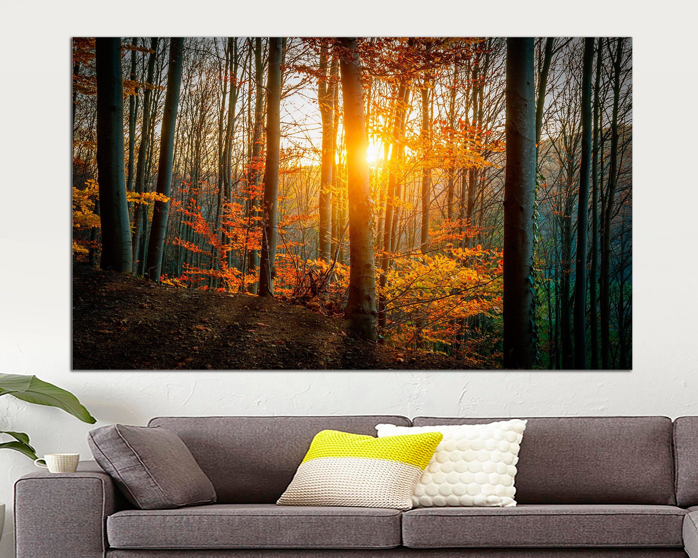 Autumn Forest Sunset Canvas Print, Ready to Hang - Etsy New Zealand