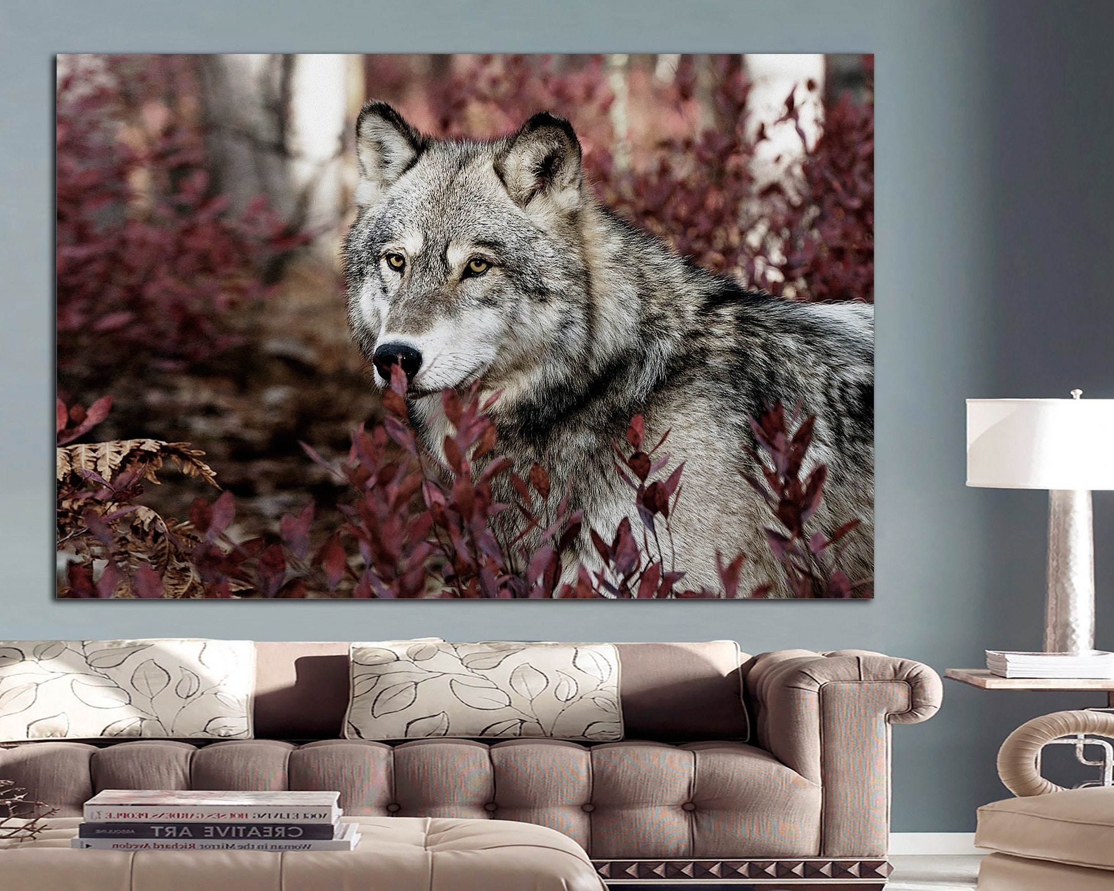 Grey Wolf Canvas Print, Wolf Wall Art, Canvas Print. Wall Art, Black ...