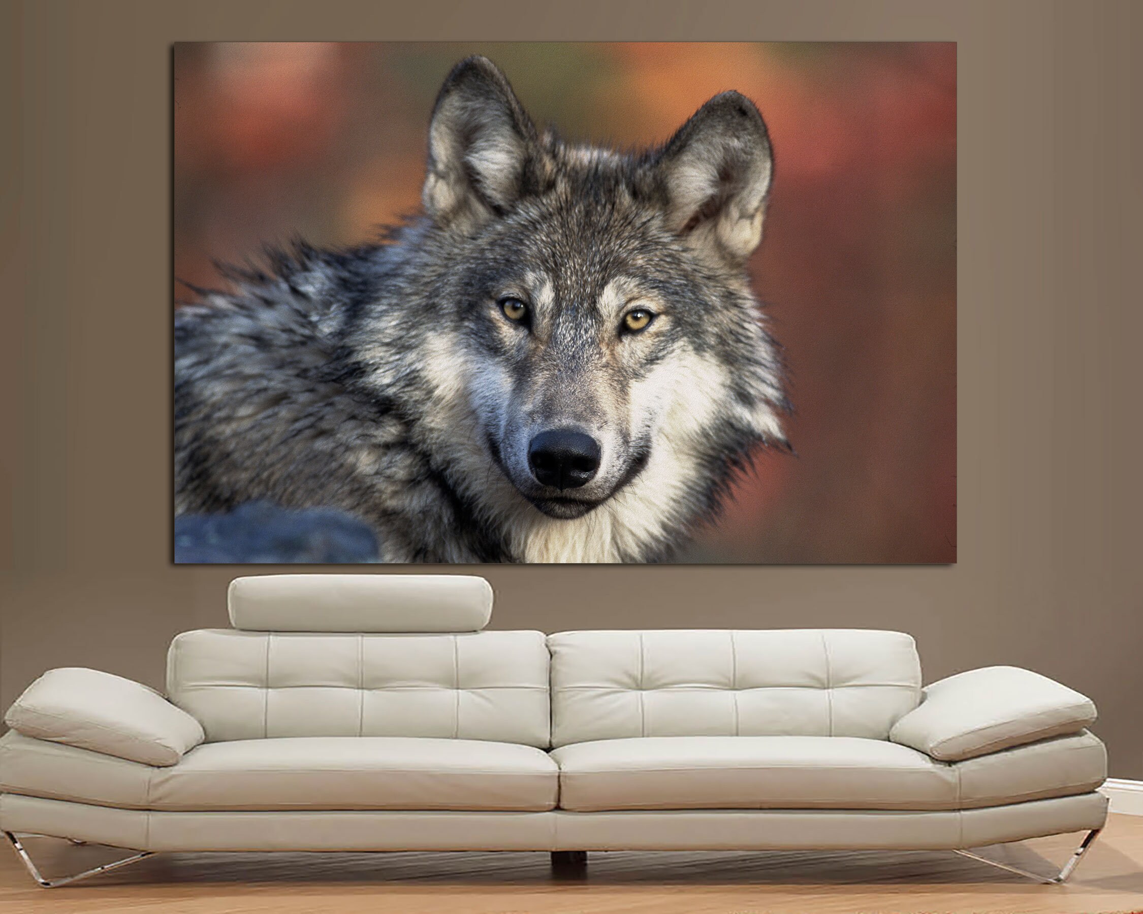 Grey wolf Canvas print wolf wall art Canvas Print. wall | Etsy