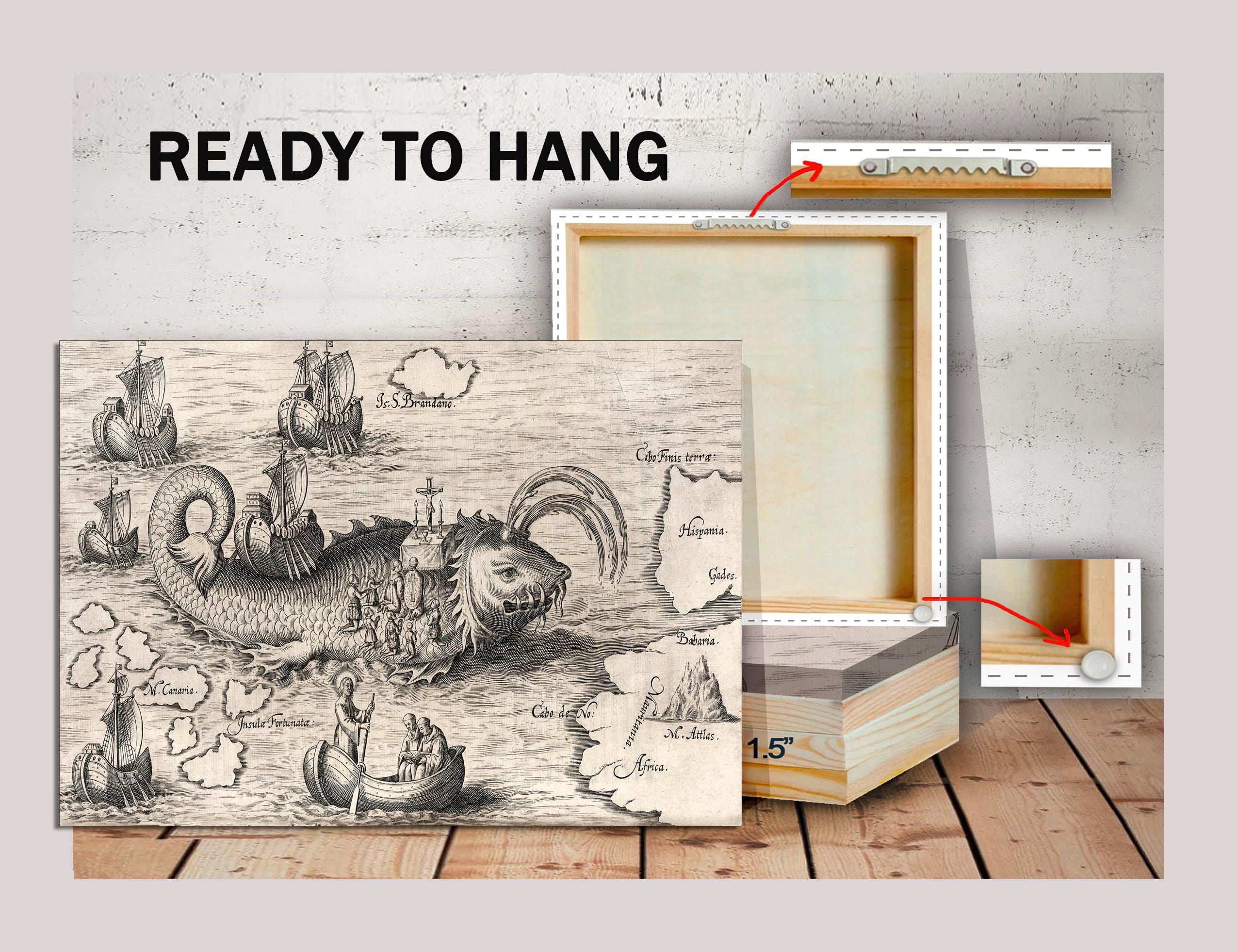 St Brendan's Voyage Map Canvas Print, Sea Monster Art - Etsy