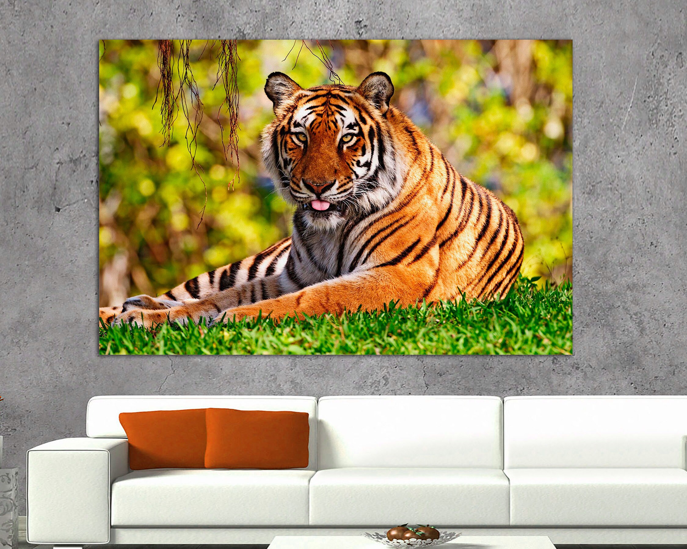 Tiger Print Wall Art Print Prints on Canvas the Face of a | Etsy