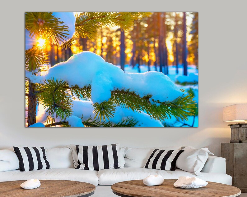 Gorgeous Winter Snow Sunset Wall Decor Wall Art Print Forest | Etsy