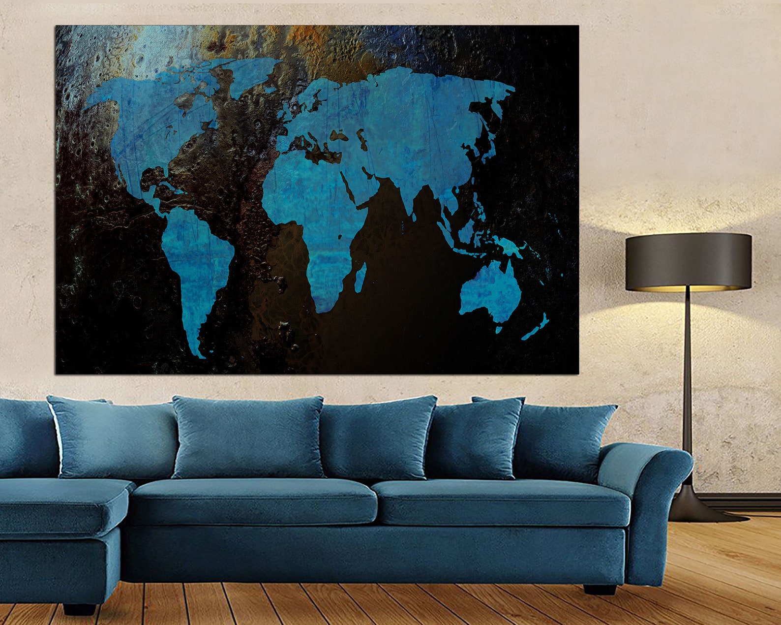 Abstract World Map Canvas Print, Modern Home Decor - Etsy