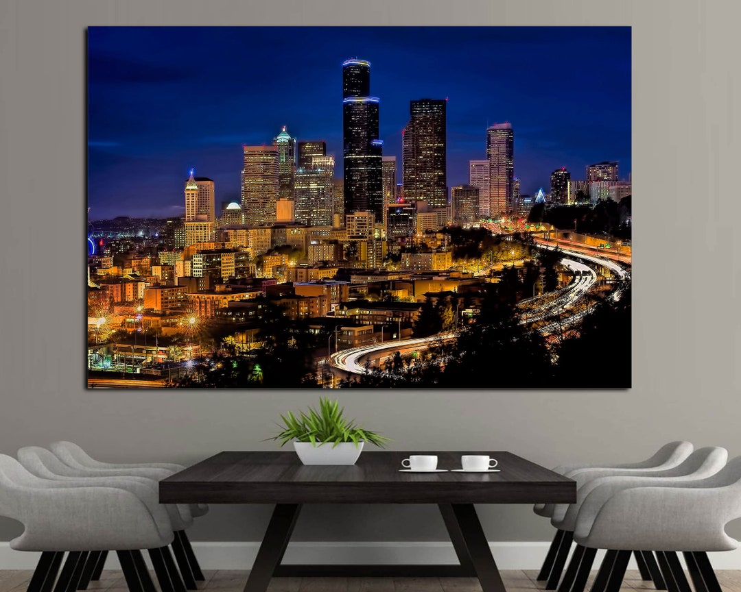 Seattle City Skyline Canvas Print, Ready to Hang, Wall Decor & Interior ...