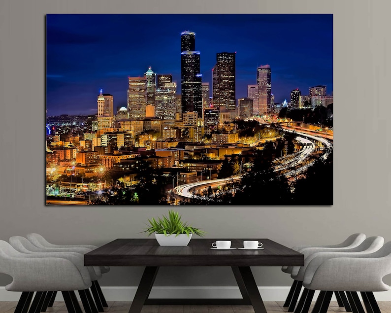 Seattle City skyline Canvas Print Ready to hang wall decor & | Etsy